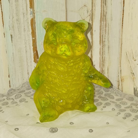Mosser | Accents | Mosser Opalescent Uranium Glass Sitting Bear | Poshmark
